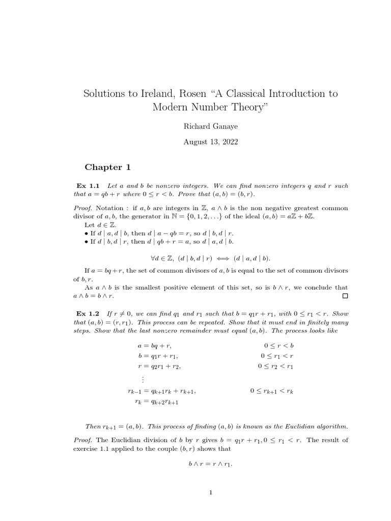 Solutions to Ireland & Rosen's Number Theory | PDF | Square Root ...