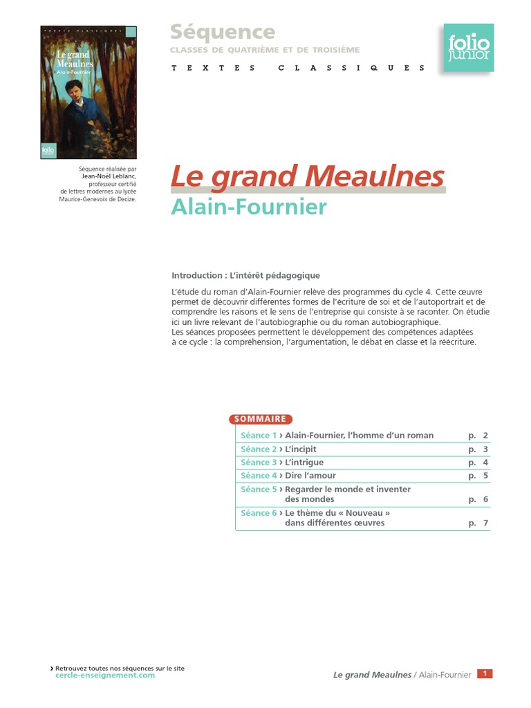 Fiche de lecture : Le Grand Meaulnes | PDF | Fiction générale