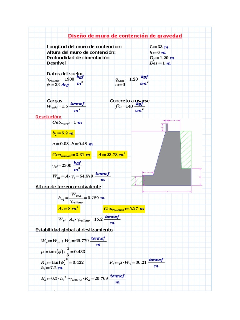 Muro de Contencion Por Gravedad PDF | PDF