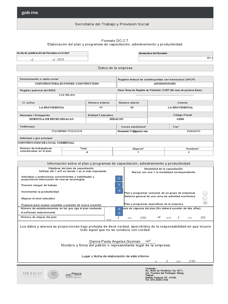 Registro Ante La Comision Mixta de Capacitacion y Adiestramiento-1 | PDF Registro Ante La Comision Mixta de Capacitacion y Adiestramiento-1 | PDF