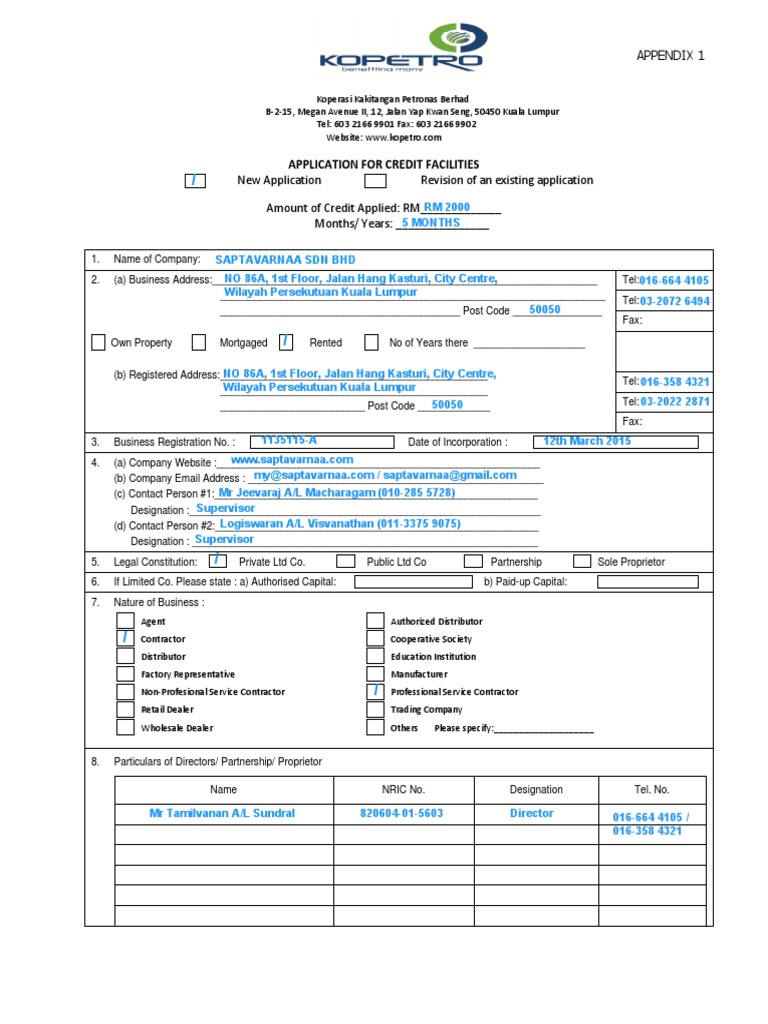 Credit Limit Application Form PDF | PDF | Credit | Finance & Money ...
