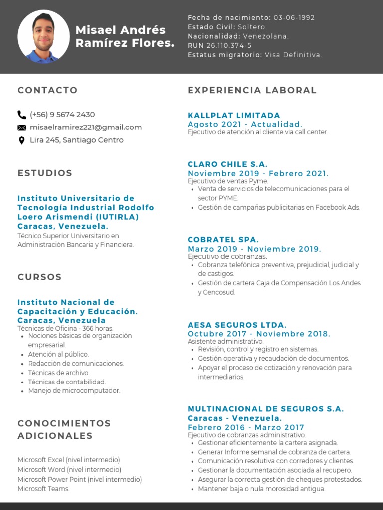 Curriculum Misael Ramirez | PDF | Microsoft | Venezuela