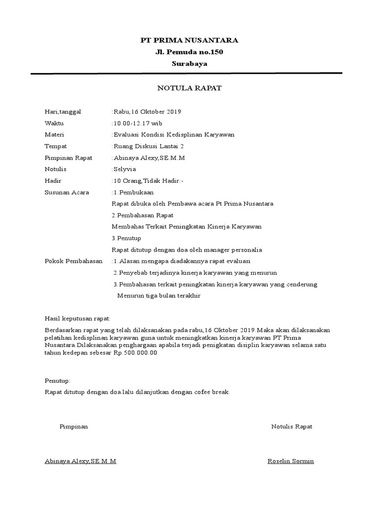 Notula Rapat Pdf