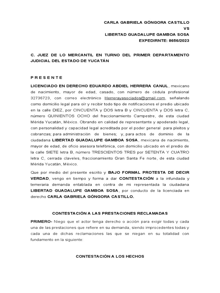 CONTESTACIÓN Mercantil | PDF | Demanda judicial | Justicia
