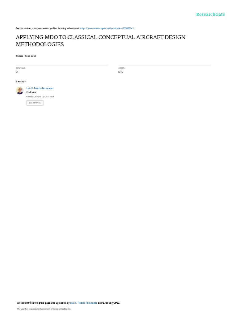 Applying Mdo To Classical Conceptual Aircraft Design Methodologies ...