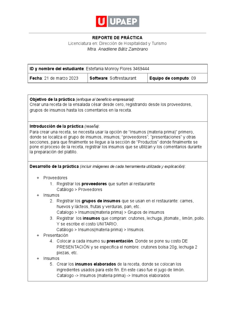 Reporte de Practica 4 | PDF | Comida y bebida | Cocina