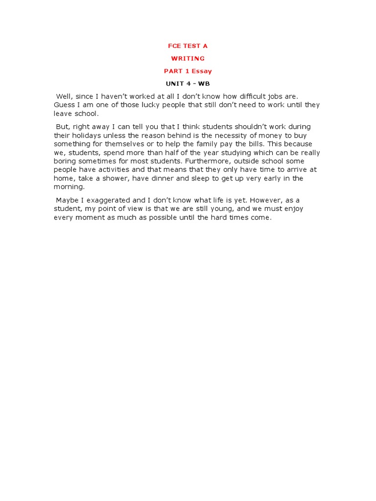 FCE TEST A - Writing Unit 4 and 5 | PDF