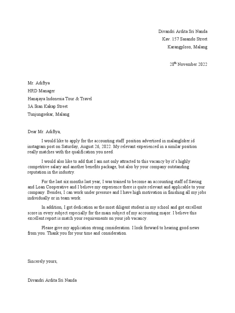 Application Letter | PDF