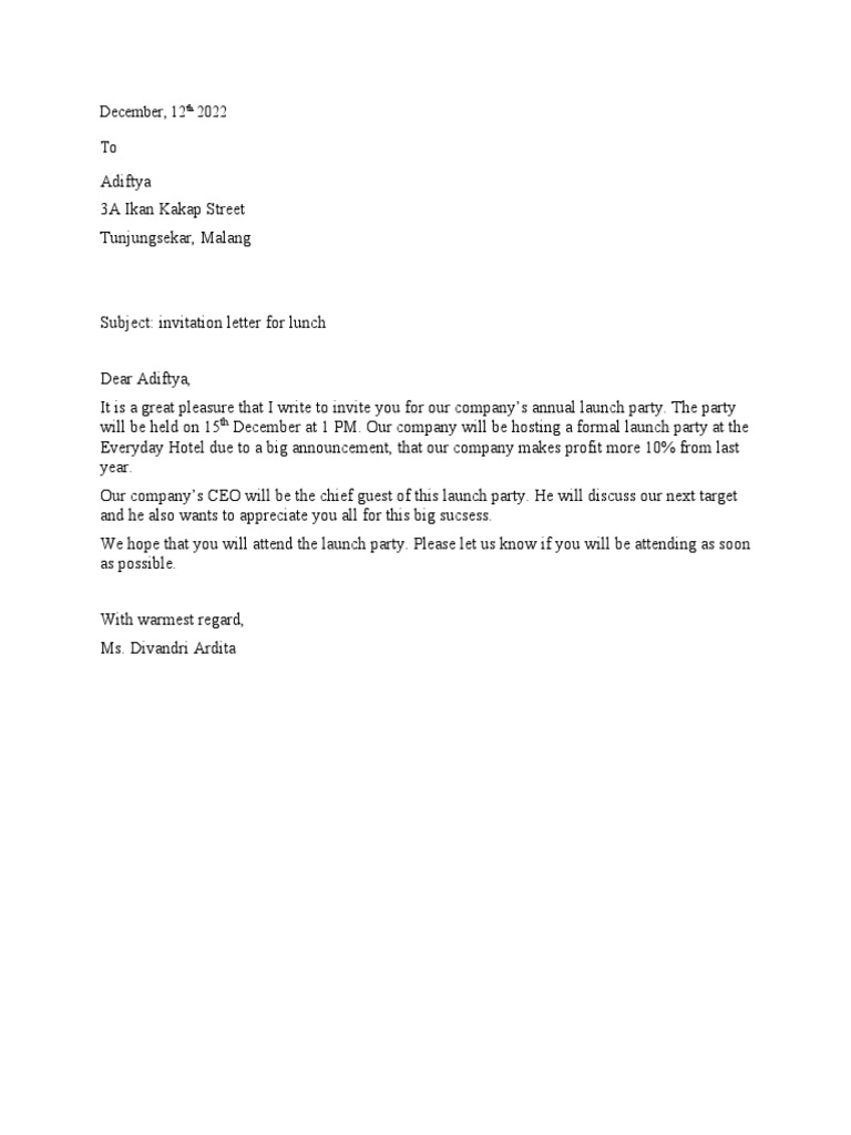 Invitation Letter | PDF