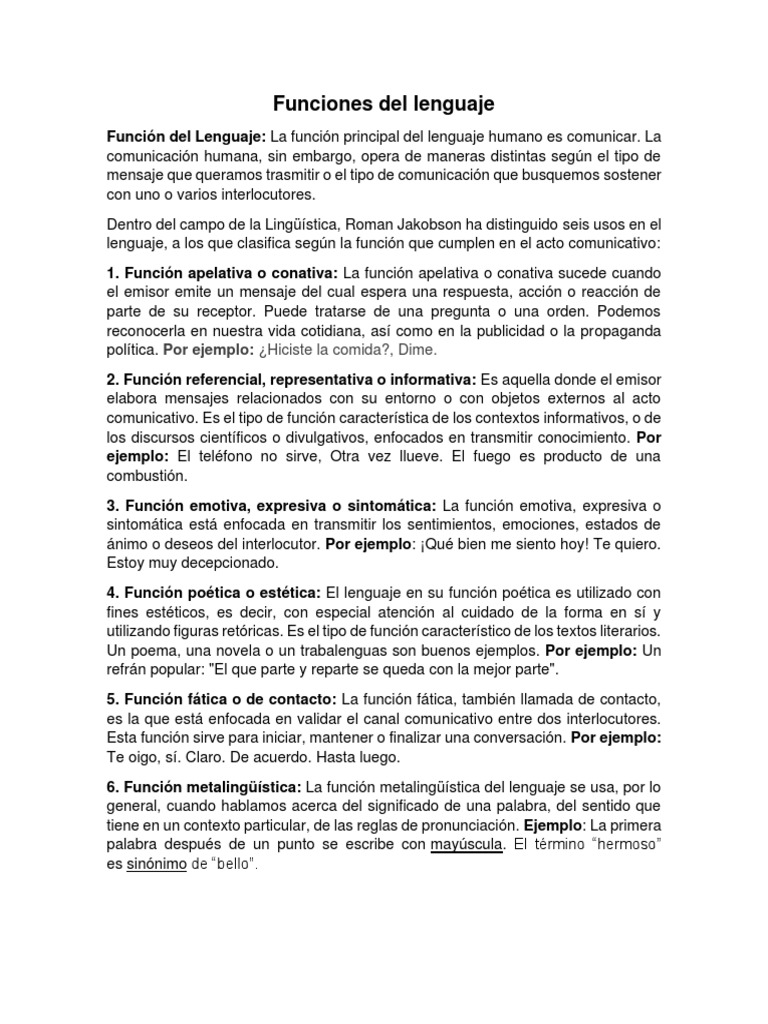 Funciones Del Lenguaje PDF | PDF | Comunicación humana | Lingüística