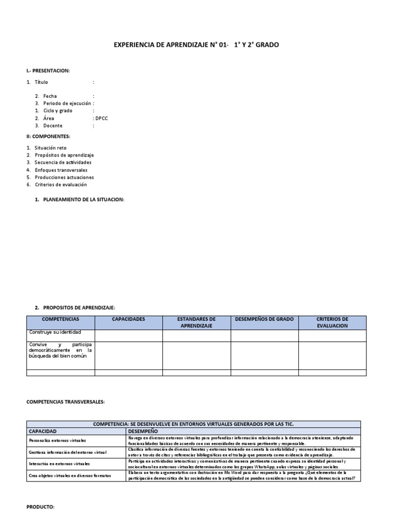 Formato DE EXPERIENCIA EdA. DPCC | PDF | Evaluación | Aprendizaje