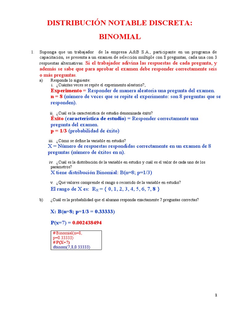 Guía - 3 - Ejercicios - Sobre - Distrib. - Binomial (R) | PDF ...
