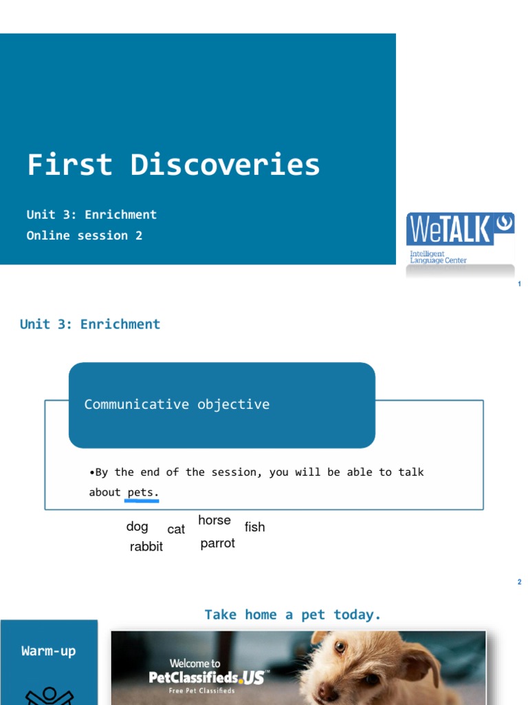 Talking About Pets: Online Session Guide | PDF | Career & Growth ...