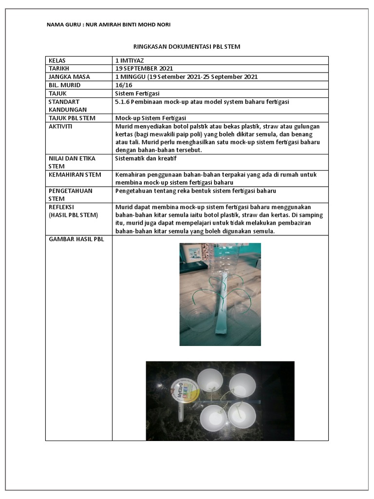 Ringkasan Dokumentasi PBL Stem Amirah | PDF