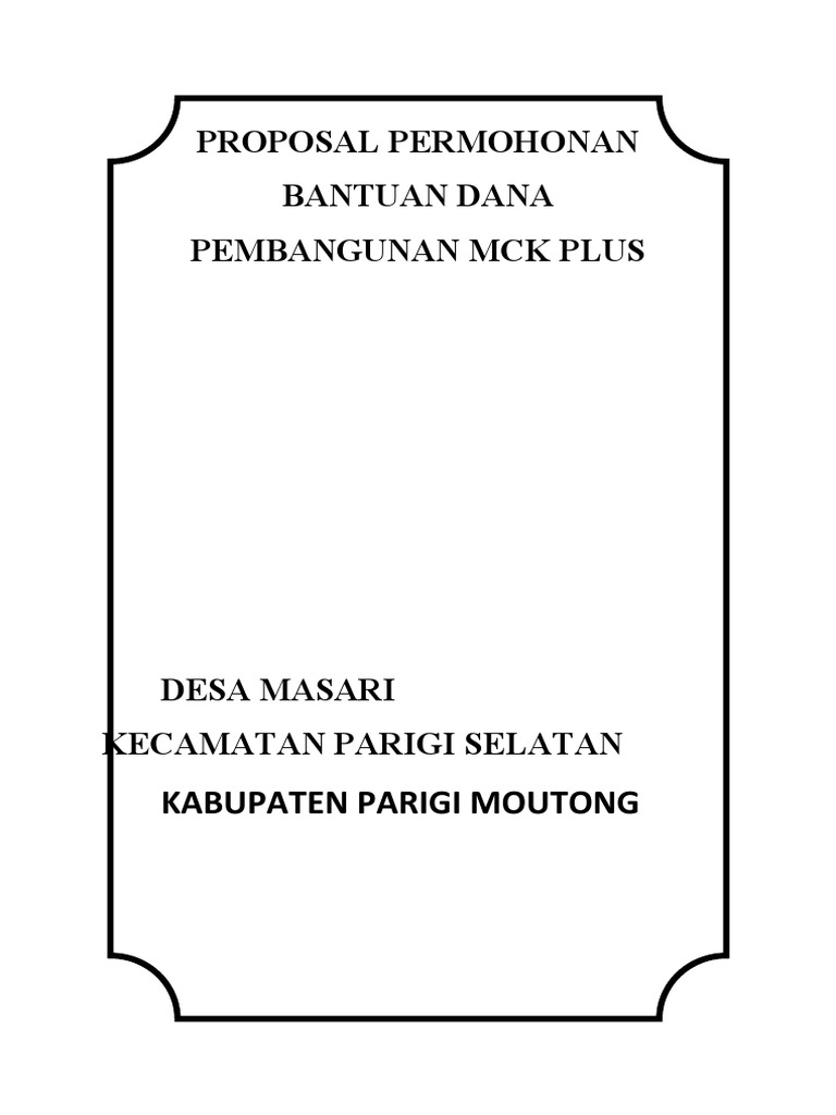 Proposal Pembangunan MCK Plus Desa Masari | PDF