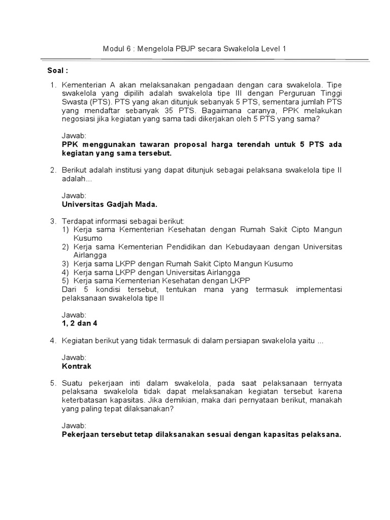 Modul Swakelola PBJP Level 1 | PDF | Bisnis