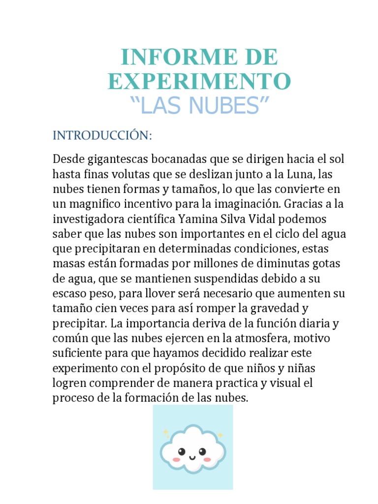Formación y Tipos de Nubes para Niños | PDF | Nube | Agua