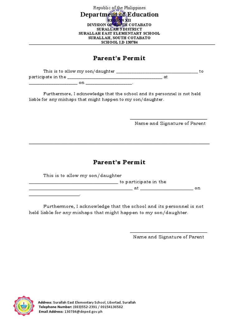 Parent's Permit New | PDF
