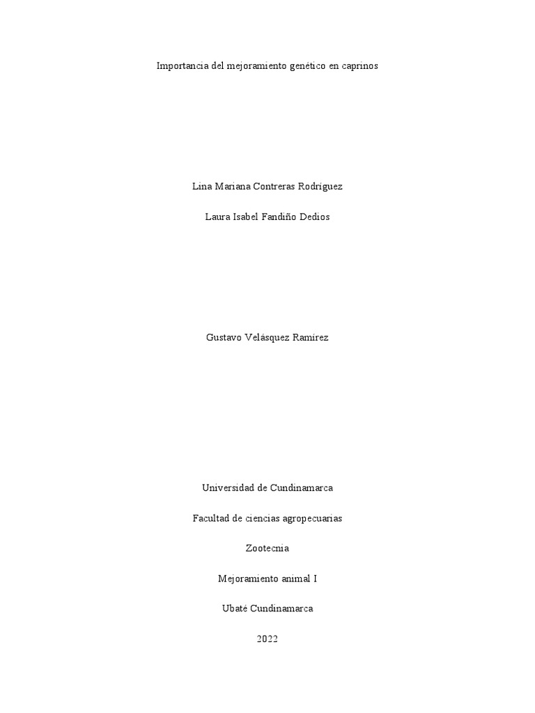 Importancia Del Mejoramiento Genético en Caprinos | PDF | Cabra | Población Importancia Del Mejoramiento Genético en Caprinos | PDF | Cabra | Población