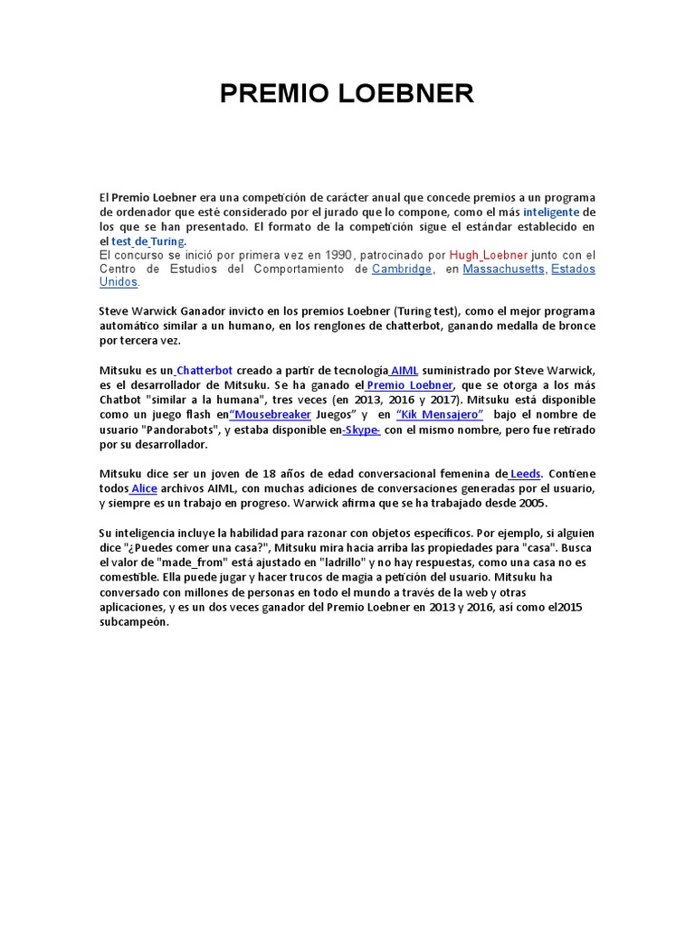 Premio Loebner | PDF | Juegos y actividades | Arte