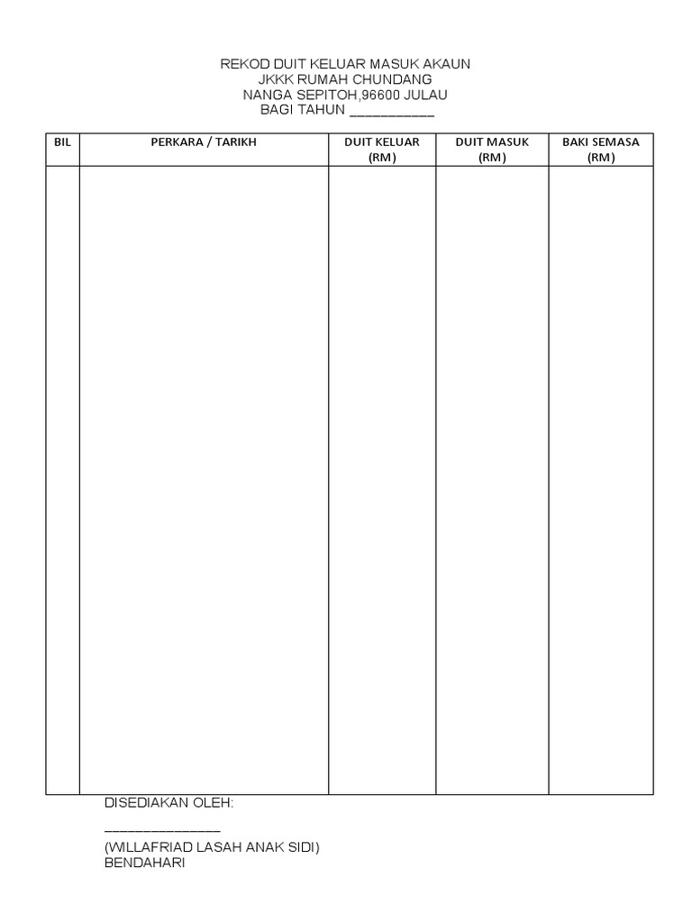 Rekod Duit Keluar Masuk Akaun | PDF