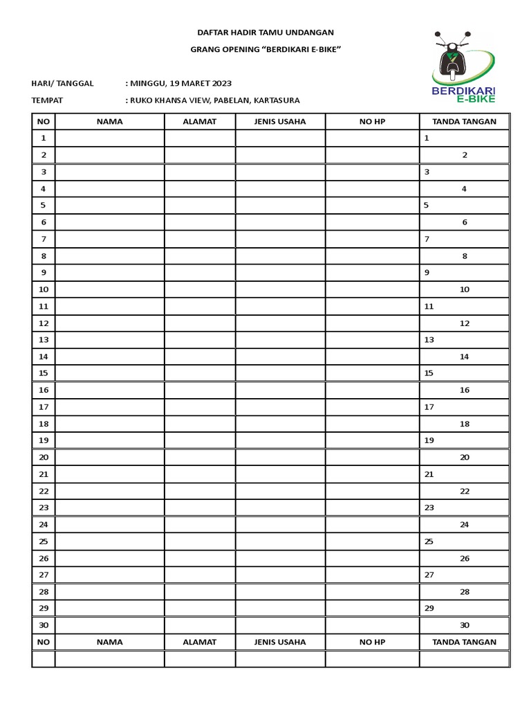 Daftar Hadir Tamu Undangan | PDF Daftar Hadir Tamu Undangan | PDF