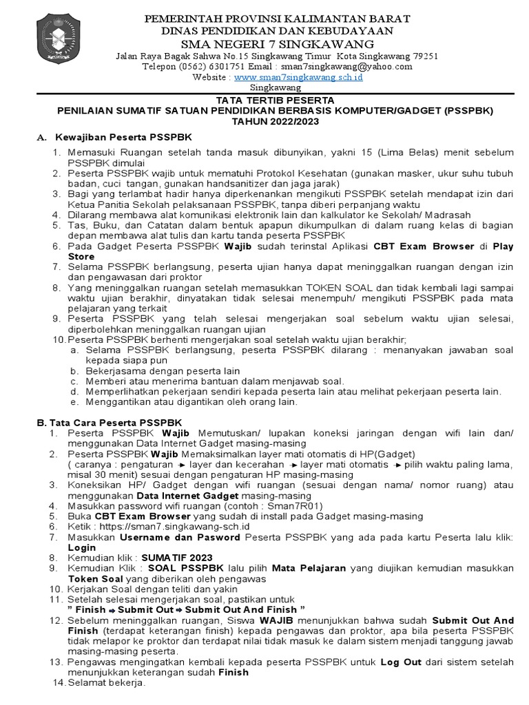 Tatib Peserta+pengawas | PDF