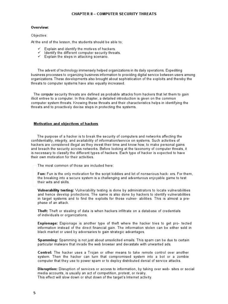 Classification of Computer Threats and Attacks | PDF | Malware | Denial ...