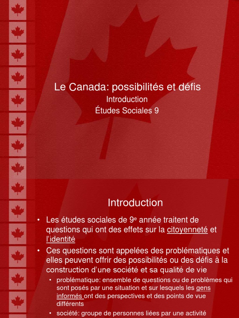 Possibilités et défis au Canada | PDF | Identité (Science sociale ...