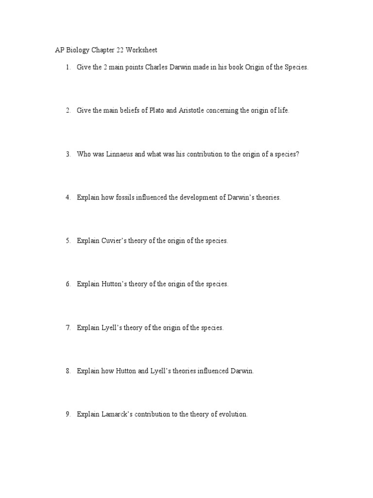 AP Biology Evolution Worksheet | PDF | Philosophy