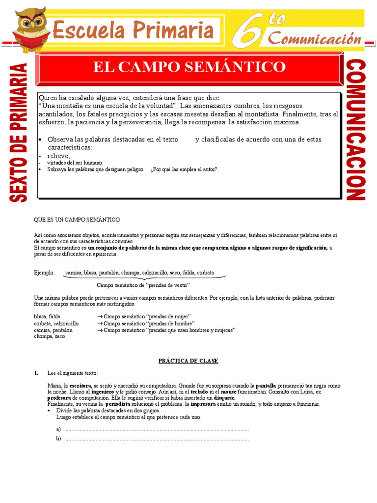 El Campo Semantico para Sexto de Primaria | PDF | Ropa