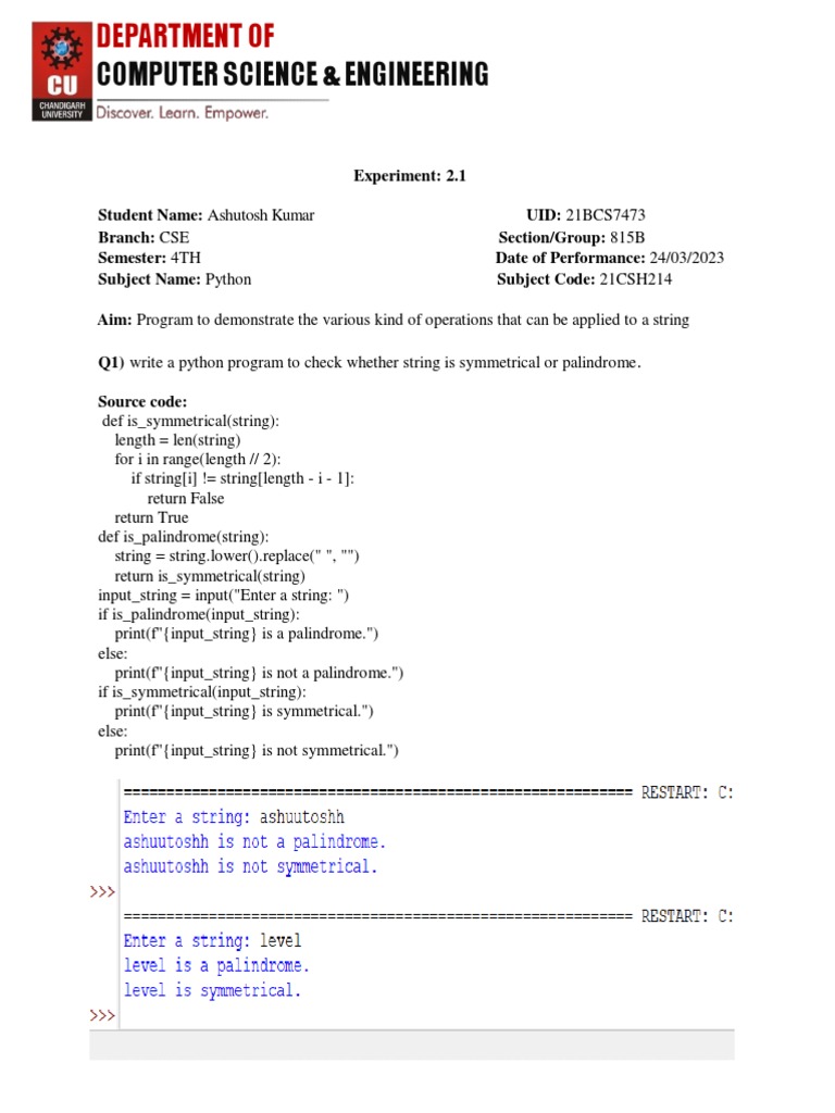 2.1 Python Ass | PDF | String (Computer Science) | Software Engineering