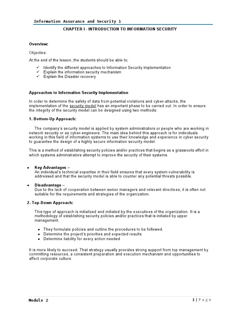 Approaches To Information Security Implementation | PDF | Security | Computer Security