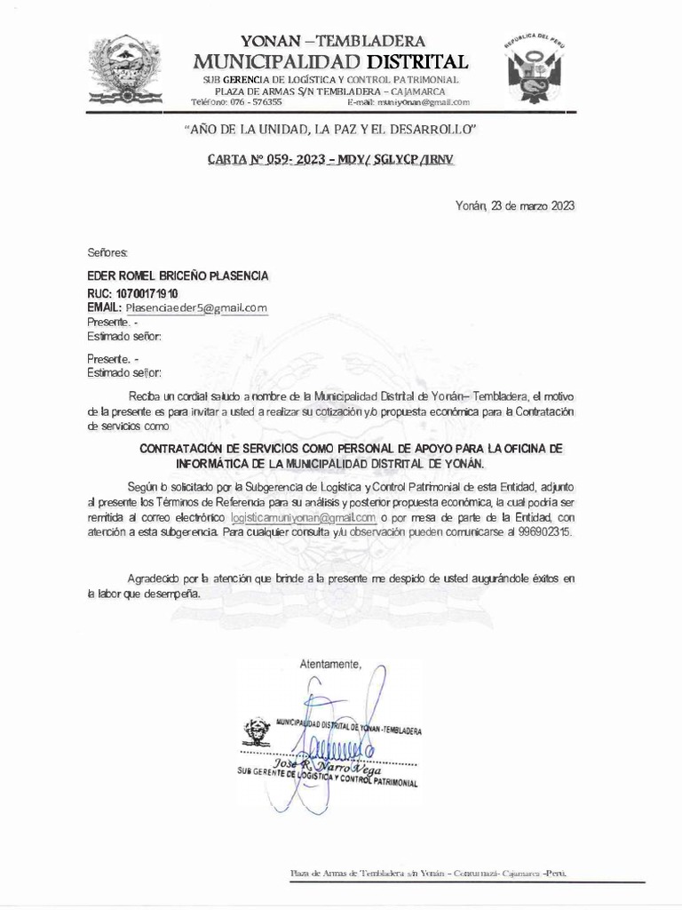 Carta N°059-2023 PDF | PDF