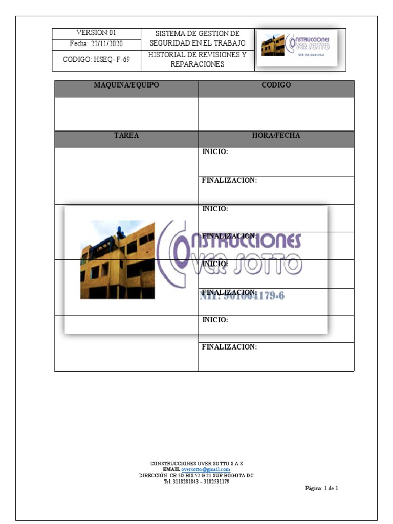 3.hseq-F-69 Historial de Revisiones y Reparaciones | PDF 3.hseq-F-69 Historial de Revisiones y Reparaciones | PDF