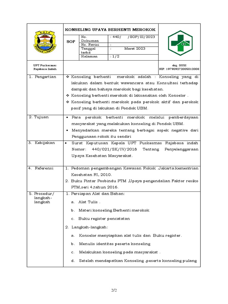 Konseling Berhenti Merokok di UBM | PDF