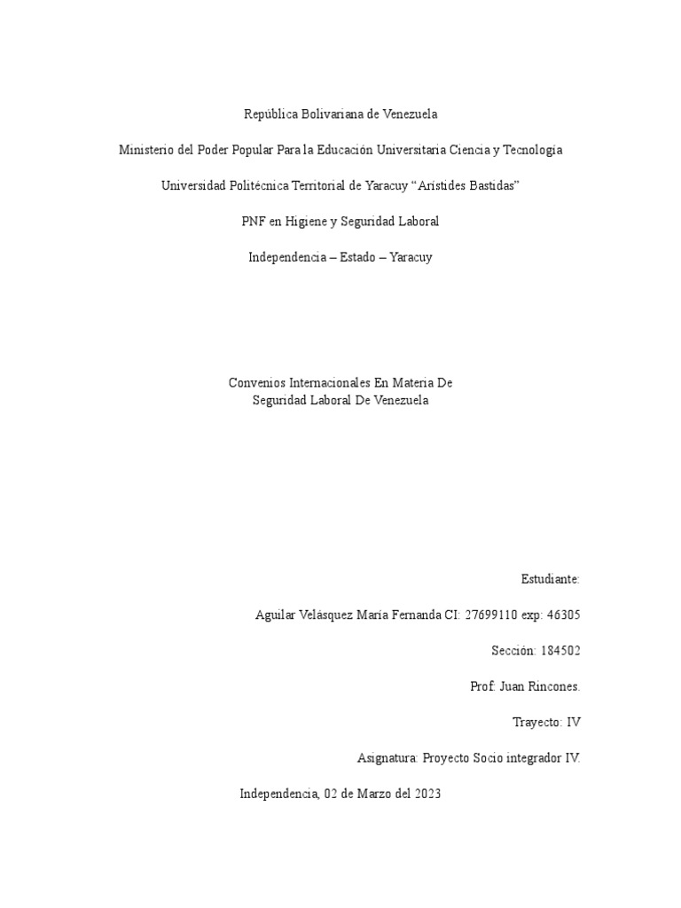 Ensayo de Convenios Internacionales | PDF | Organización Internacional del Trabajo | Justicia