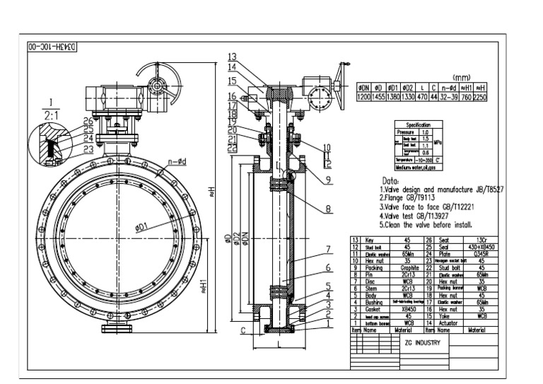 Drawing D343H-10C-DN1200 ZG PDF | PDF