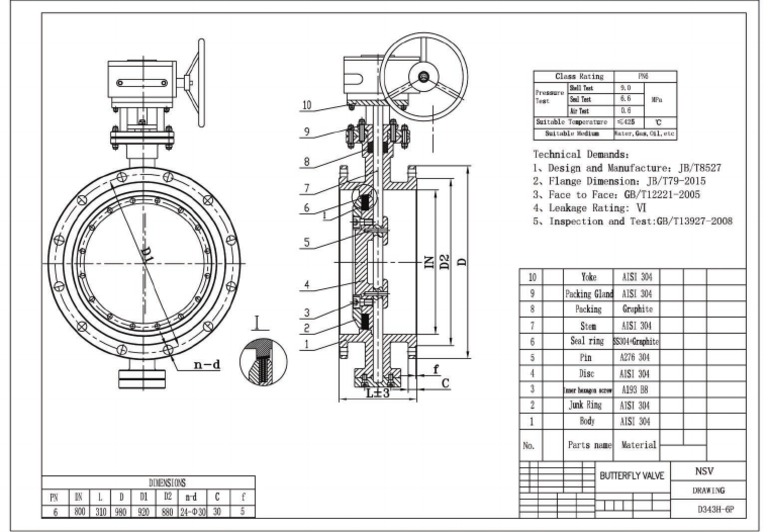 Drawing of BUTTERFLY VALVE DN800 NSV | PDF