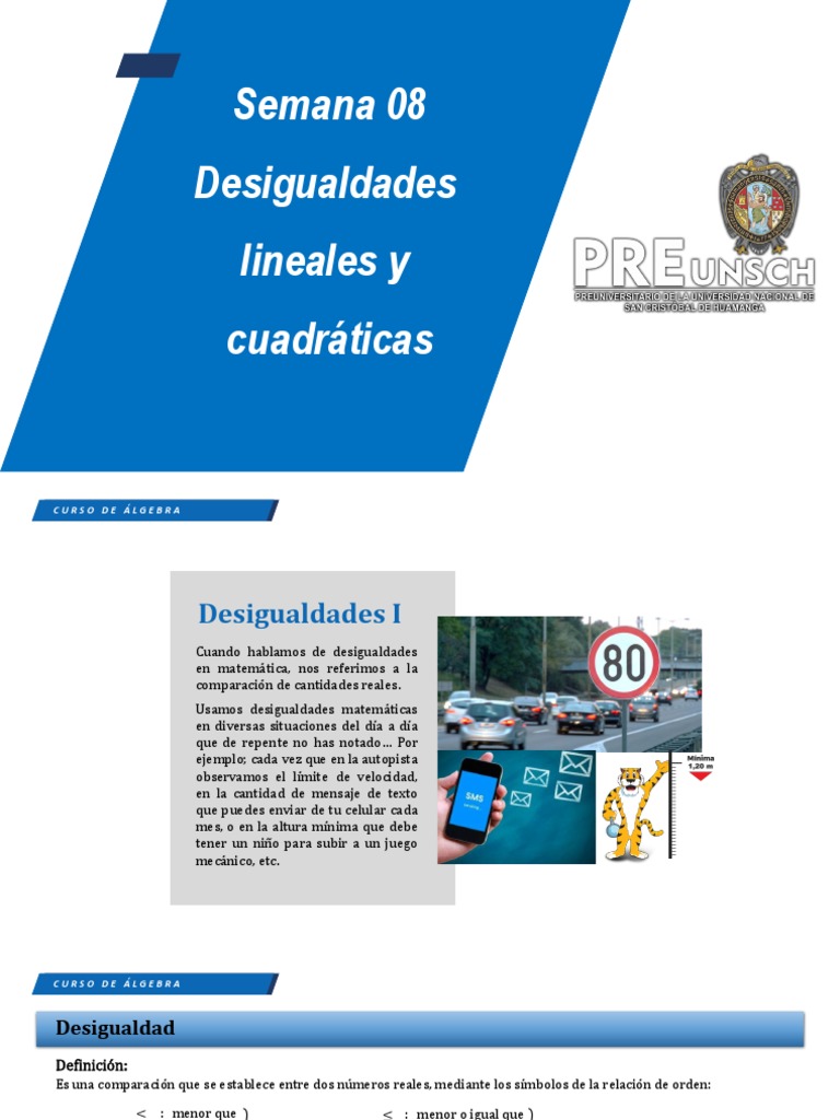 Álgebra Sem 8 Teoria Completa | PDF | Intervalo (Matemáticas) | Desigualdad (Matemáticas)