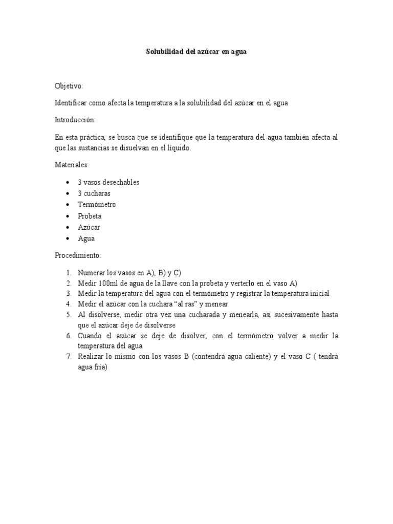 Solubilidad Del Azúcar en Agua Kelsy | PDF