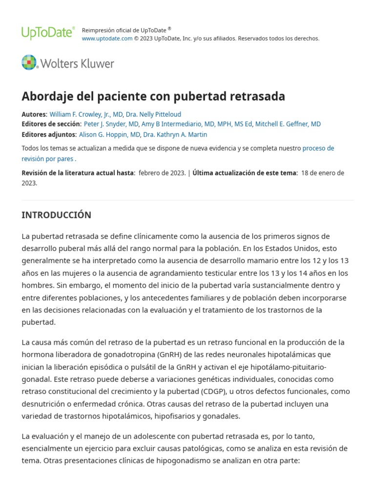 Abordaje Del Paciente Con Pubertad Retrasada PDF | PDF | Pubertad ...