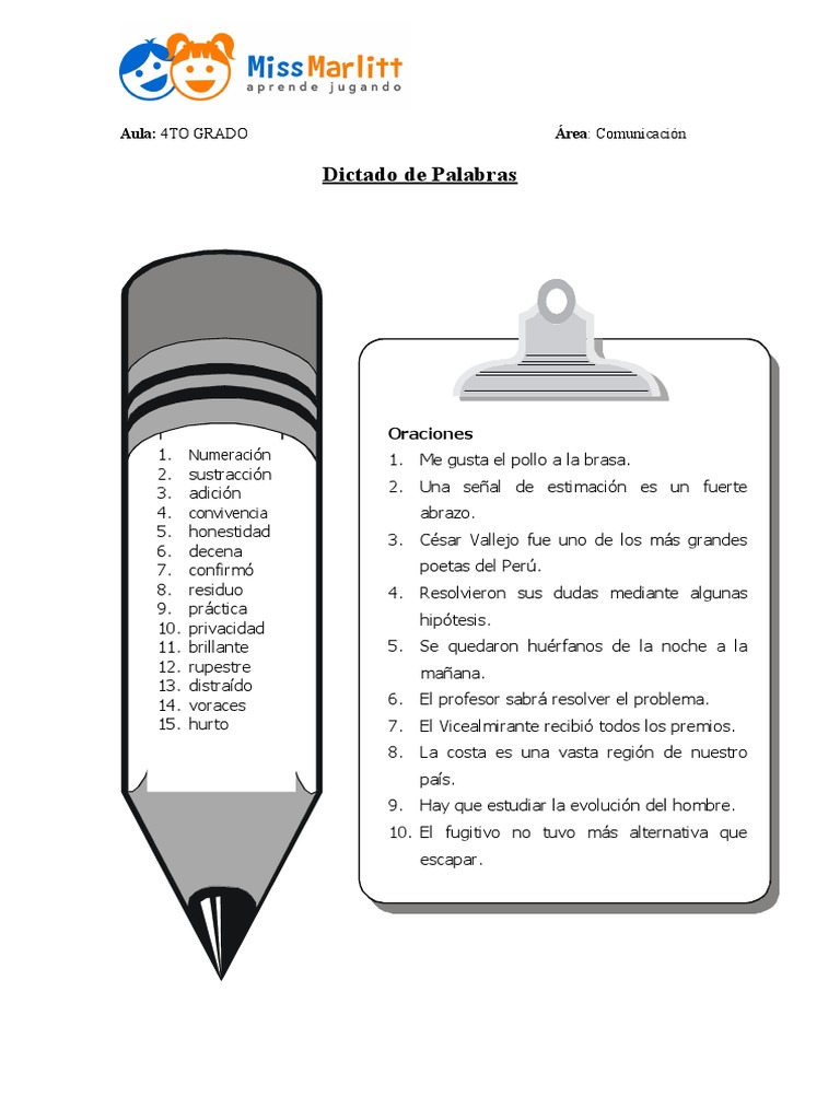 Dictado 4to Grado | PDF