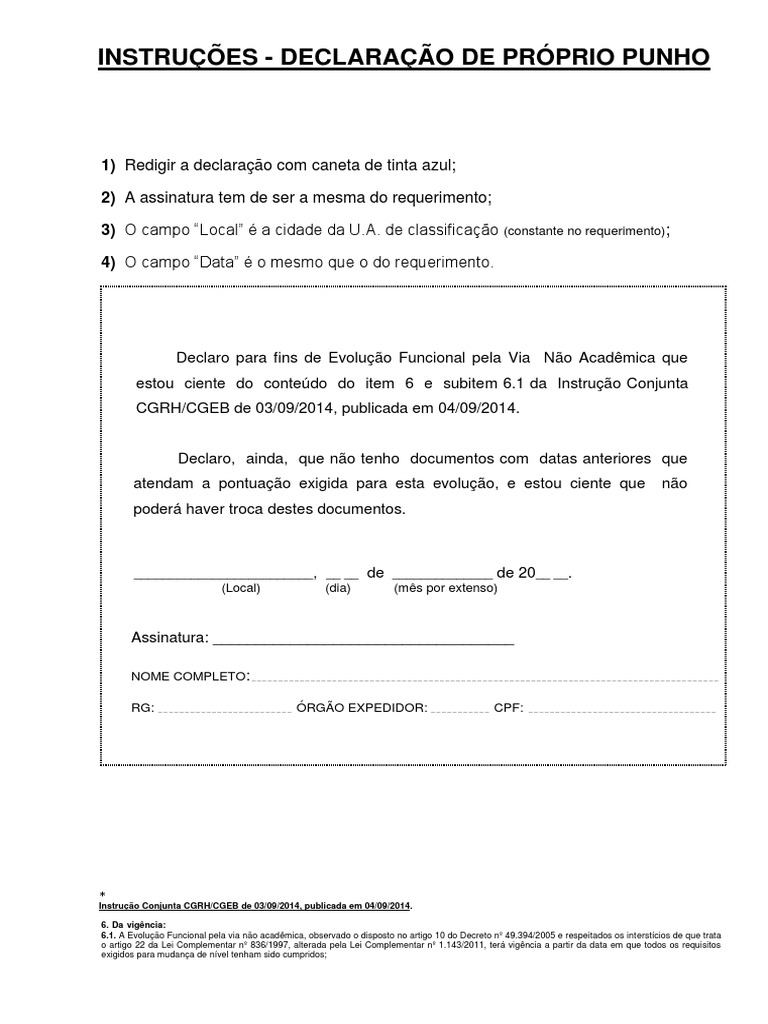 4 Modelo Declaracao Proprio Punho e F N Ac - Dera - 01 - 08 - 18 | PDF