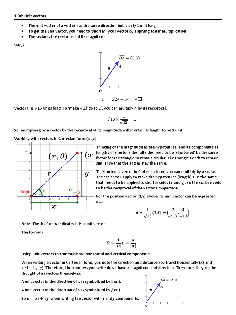 1.06 Unit Vectors PDF | Download Free PDF | Euclidean Vector | Triangle