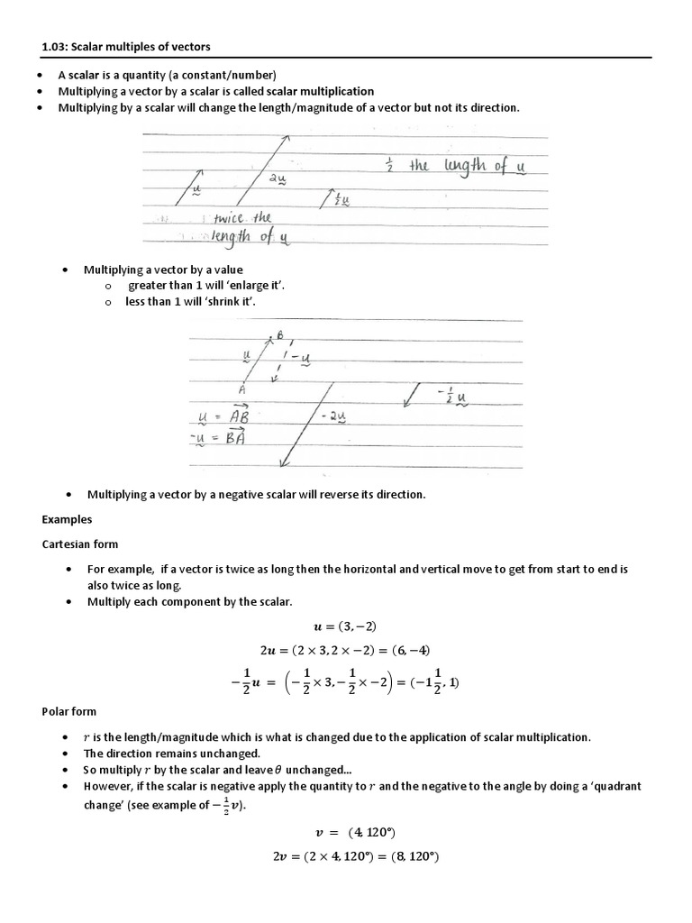 103 Scalar Multiples Of Vectors Pdf 