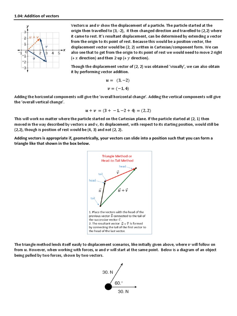 1.04 Addition of Vectors | PDF | Euclidean Vector | Triangle