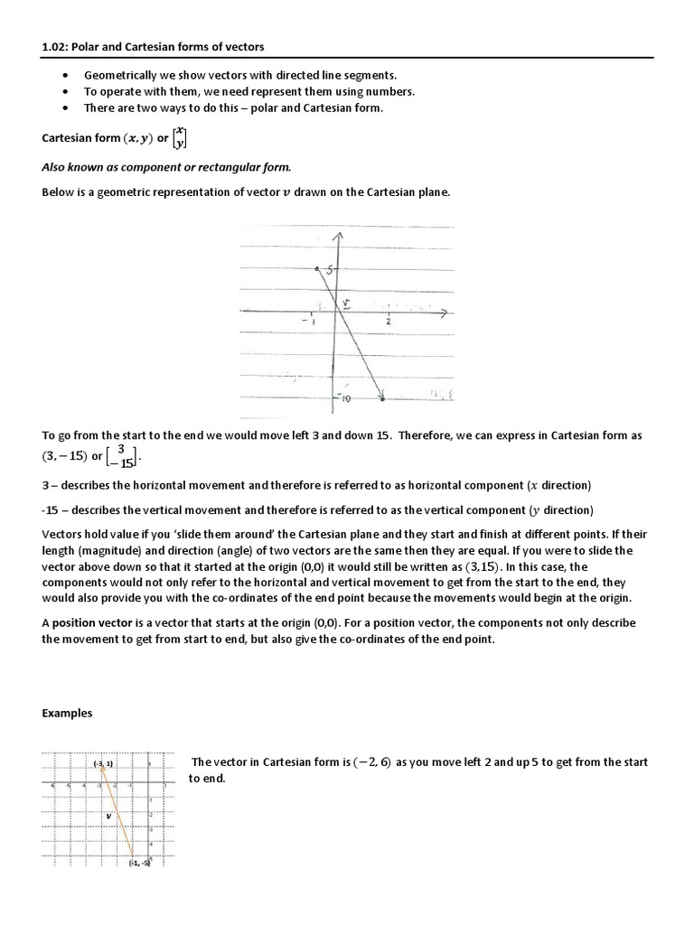 1.02 Polar and Cartesian Form | PDF | Euclidean Vector | Cartesian ...