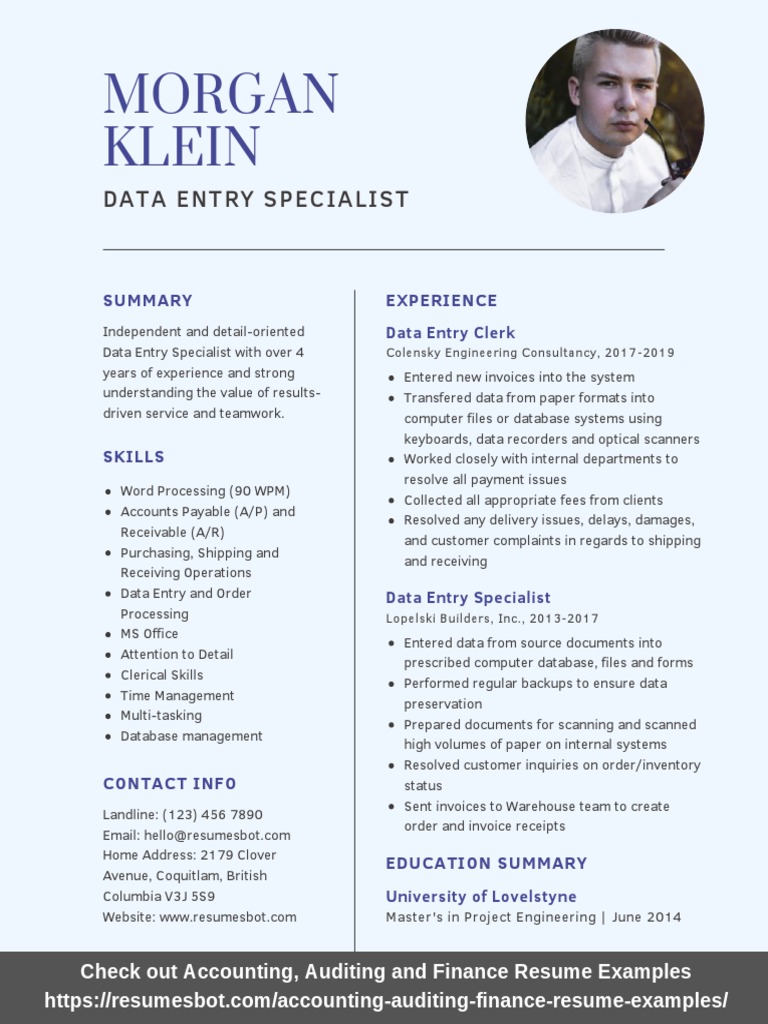 Data Entry Resume Example | PDF | Image Scanner | Accounts Payable