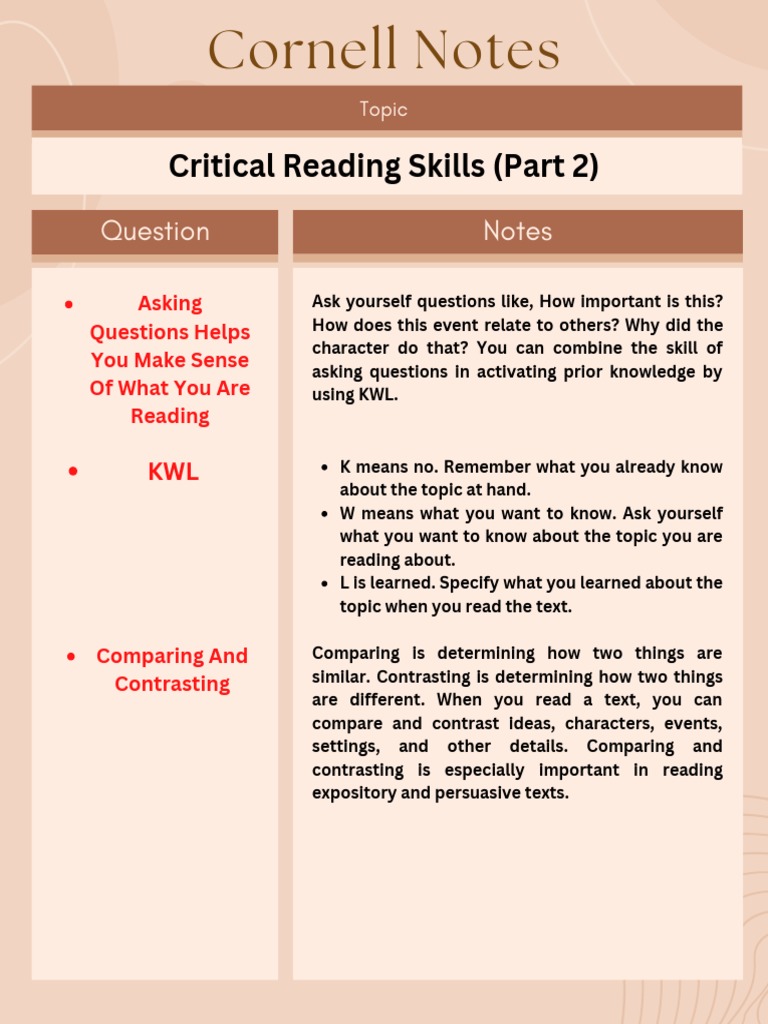NLEC2morales, Ejc-Critical Reading Skills (Part 2) PDF | PDF | Narrative | Logic